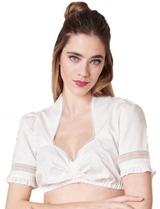 Kr&uuml;ger Dirndlbluse Tori Halbarm 211165 | Wei&szlig; oder Ecru - Elegante, traditionelle Trachtenbluse mit Spitze f&uuml;r Oktoberfest & Festliche Anl&auml;sse (DE/NL/SE/PL, 