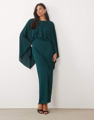Tfnc Chiffon-Kleid mit Cape-Detail in tiefem Petrol-Gr&uuml;n