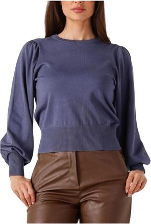 Minus Blauer Strickpullover mit langen &Auml;rmeln - - Knitwear - Damen - Blau - 2XL