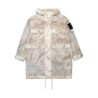 Stone Island Homme, Vestes, Beige, Taille: L Parka en Nylon Réactif aux UV en Camouflage Désert