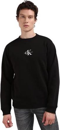 Calvin Klein Sweat-Shirt Homme Core Monologo sans Capuche, Noir (CK Black), XL