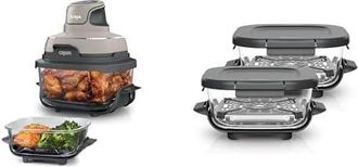 Ninja Ninja CRISPi Friteuse sans huile portable, 3,8L, 4-en-1 : Frire sans huile, R&ocirc;tir, Garder au chaud, Recroustiller, FN101EUST + Ninja CRISPi 2 boites e