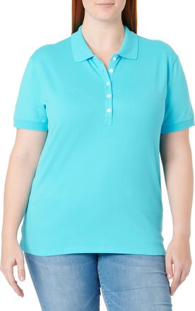 Trigema Damen Poloshirt mit Swarovski Kristallen, Gr. 56 (Herstellergröße: XXXL), Blau (Azur 051)