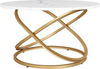Vicco Couchtisch Calgary, Wei&szlig;/Gold, 79.5 x 62 cm mit gro&szlig;e Arbeitsfl&auml;che
