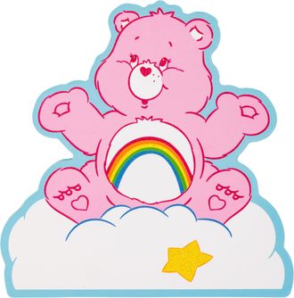 Silver Buffalo Care Bears Glitzer-Wandschild, groß, gestanzt, MDF, mit Cheer Bear, 17,8 x 17,8 x 3 cm