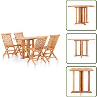 vidaXL 5-tlg. Garten-Essgruppe Klappbar Massivholz Teak - Gartenm&ouml;bel - Essgruppen - Teakholz - Outdoor Furniture - Balkonm&ouml;bel
