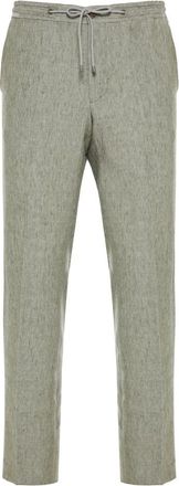 Corneliani Homme, Pantalons, Vert, Taille: 2XL Drawsting Linen Pants