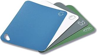 KESPER | Flexible Schneidunterlage, 4er Set, Material: Kunststoff (PE), Maße: 38 x 29 x 0,2 cm, Farben: Blau, Weiß, Grau, Grün | 30591