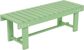 OUTSUNNY Holz-Gartenbank, 2-Sitzer-Bank f&uuml;r den Au&szlig;enbereich, Tannenholz r&uuml;ckenfreie Patio-Sitzbank mit Lattenrost f&uuml;r den Park, 110 x 38 x 35 cm, 1 St&uuml;ck, hel