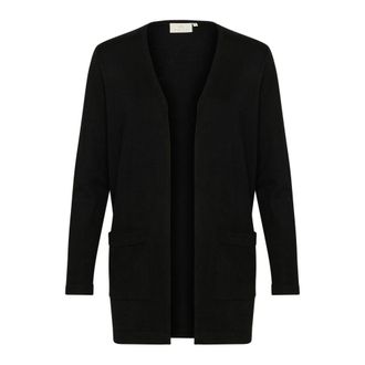 Kaffe Femme, Pulls, Noir, Taille: 38 FR Long Gilet Ouvert avec Poches