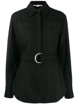 Stella McCartney chemise ray&eacute;e &agrave; taille ceintur&eacute;e - Noir