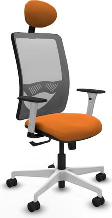 Piqueras y Crespo B&uuml;rostuhl Zulema mit wei&szlig;en und schwarzen Armlehnen, h&ouml;henverstellbare Lendenwirbelst&uuml;tze und festes Kopfteil, ausgestattet mit 3 Positionen, Grau/Ora