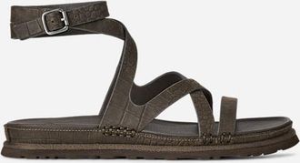 UGG GoldenGaze gepr&auml;gte Sandale mit Kn&ouml;chelriemen f&uuml;r Damen in Dense Smoke, Gr&ouml;&szlig;e Leder