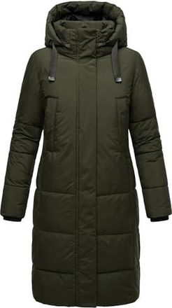 Marikoo Laryaa Manteau dhiver chaud matelass&eacute; long en mat&eacute;riau recycl&eacute; avec capuche amovible Laryaa XVI S-3XL, Vert olive fonc&eacute;, L