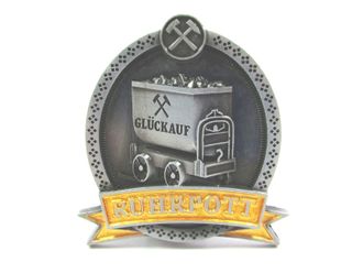 Generic Ruhrpott Magnet Metall Bergmann Gl&uuml;ck Auf Lore Souvenir Germany (108)