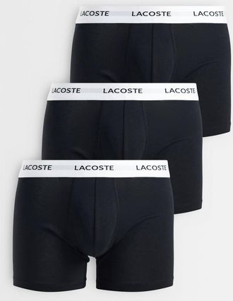 Lacoste 3er-Pack Boxershorts mit wei&szlig;em Bund in Schwarz