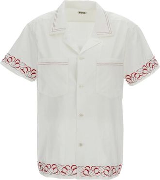 Bode Homme, Chemises, Blanc, Taille: S Cherry Lane Embroidered Shirt