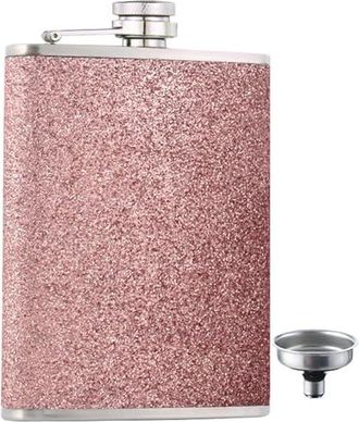 Generic Bouteille dalcool, flasque &agrave; boire, flasque en acier inoxydable avec entonnoir, pot &agrave; paillettes, anti-fuite, piston &agrave; liqueur portable pour whisky et