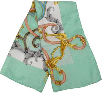 Hermès foulard L Instruction Du Roy en soie 20e siècle - Vert