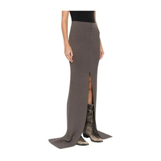 Rick Owens Gerippter Schlitzrock - - Skirts - Damen - Grau - M