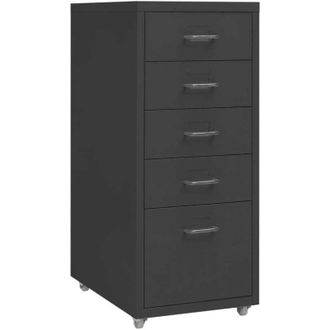 vidaXL Aktenschrank mit Rollen Anthrazit 28x41x69 cm Metall Vidaxl