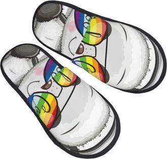 Generic Pantoufles en Feutre Imprim&eacute; Panda avec Lunettes de Soleil Respirant Chaussons Homme Chaud &eacute;l&eacute;gant Maison Pantoufles Int&eacute;rieur Homme M