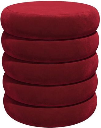Vente-Unique Pouf en velours bordeaux ECAMBI