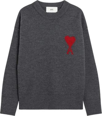Ami Femme, Pulls, Gris, Taille: 40 FR Pull Col Rond Ami de Coeur Contrast&eacute;