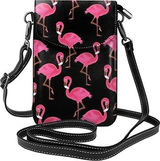 IUBBKI Joli porte-monnaie pour téléphone portable avec flamants roses - Petit portefeuille en cuir à bandoulière pour femmes, sac à bandoulière, carte de tra