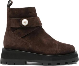 Jimmy Choo London Stiefel - Brown Suede Ankle Boots With Decorative Strap Deta - Gr. 36 (EU) - in Braun - f&uuml;r Damen