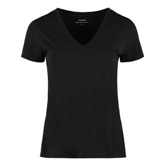 Vince V-Ausschnitt Baumwoll T-shirt - - Tops - Damen - Schwarzk - M