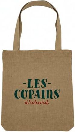 Fabulous Sac Shopping Tote Bag Aspect Lin - Les Copains dAbord - Sac de Courses Toile Epaisse 360g Beige Naturel Cabas Port&eacute; Epaule Solide Imprim&eacute; en France
