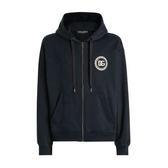 Dolce & Gabbana Homme, Sweatshirts et sweats &agrave; capuche, Bleu, Taille: M Cotton Sweat &agrave; capuche with Logo