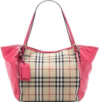Burberry Shopper - Small Haymarket Check Canvas and Leather Canterbur - Gr. unisize - in Braun - f&uuml;r Damen