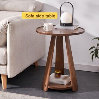 Generic Runder Beistelltisch aus Massivholz, kompakter Nachttisch, Kleiner Couchtisch, stilvoll und funktional for Wohn- und Schlafzimmer.(Natural Wood,40 * 4