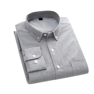 Generic Chemise &agrave; manches longues pour homme, coupe classique, poche simple, coupe ajust&eacute;e, haut d&eacute;contract&eacute;, tissu Oxford doux et solide pour le bureau, C270
