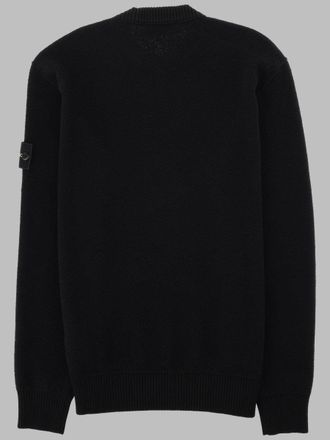 Stone Island Ribbed Virgin Wool Sweater - Black