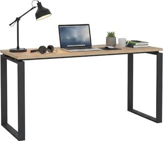 Dmora Schreibtisch Michele, Mehrzweckschreibtisch, B&uuml;rotisch f&uuml;r PC, Eckschreibtisch, 150x60 h76 cm, Eiche und Grau