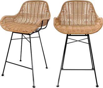Rendez-Vous D&eacute;co Rendez-vous D&eacute;co - Lot de 2 chaises pour &icirc;lot central 65 cm en r&eacute;sine tress&eacute;e naturelle - carmela