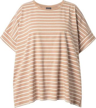 Ulla Popken T-Shirt Oversized geschnitten Streifen Rundhals