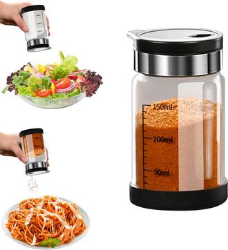 Generic Salz- und Pfefferstreuer aus Glas mit Edelstahldeckel, 360° Drehung und 4 Ausgießmodi, Gewürz-Salzstreuer für die Küche