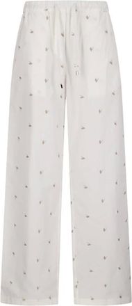 The Attico Femme, Pantalons, Blanc, Taille: 40 FR Pantaloni Lunghi Mussola Ricamata