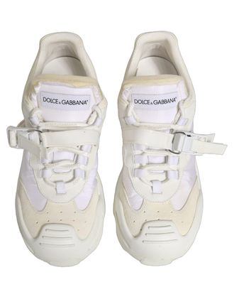 Dolce & Gabbana White Airmaster Panelled Low Top Men Sneakers Shoes Nylon Suede