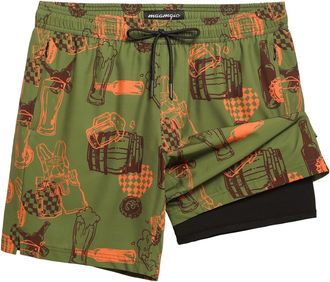 Maamgic 2 in 1 Badehose f&uuml;r Herren mit Kompression Innenhose | 7 Schnelltrocknend Badeshorts M&auml;nner 4 Way Stretch Boardshorts mit Rei&szlig;verschlusstasche Verstel