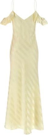Self Portrait Femme, Robes, Jaune, Taille: 38 FR Striped Satin Maxi Dress