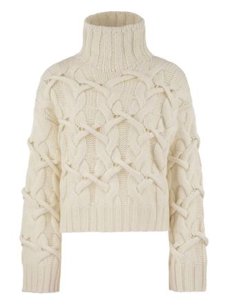 Brunello Cucinelli pull en cachemire &agrave; col montant - Blanc