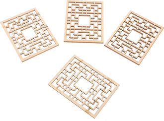 Valiclud 4 Stück Miniatur Chinesisches Holzfenster für Puppenhaus Dekoration DIY Bastelprojekt mit Echt Öffnendem Fenster und Traditionellem Design für Sammler