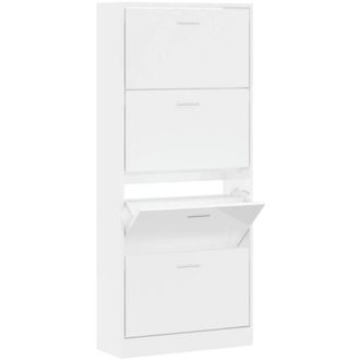 vidaXL Schuhschrank Hochglanz-Wei&szlig; 63x24x147 cm Holzwerkstoff Vidaxl