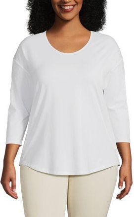 Lands End Fließendes Shirt mit Ballettausschnitt n Plus-Größe, Damen, Größe:48-50 plus, Weiß, Elasthan/Baumwoll-Mischung, by Lands End