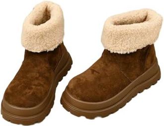 Generic NYSBH Bottes de neige pour femme - Polyvalentes - Semelle &eacute;paisse - &Eacute;pais - Chaudes - En coton, marron, 37.5 EU